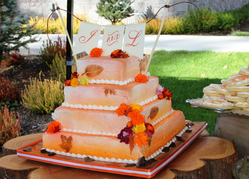 Square Fall Wedding Cakes